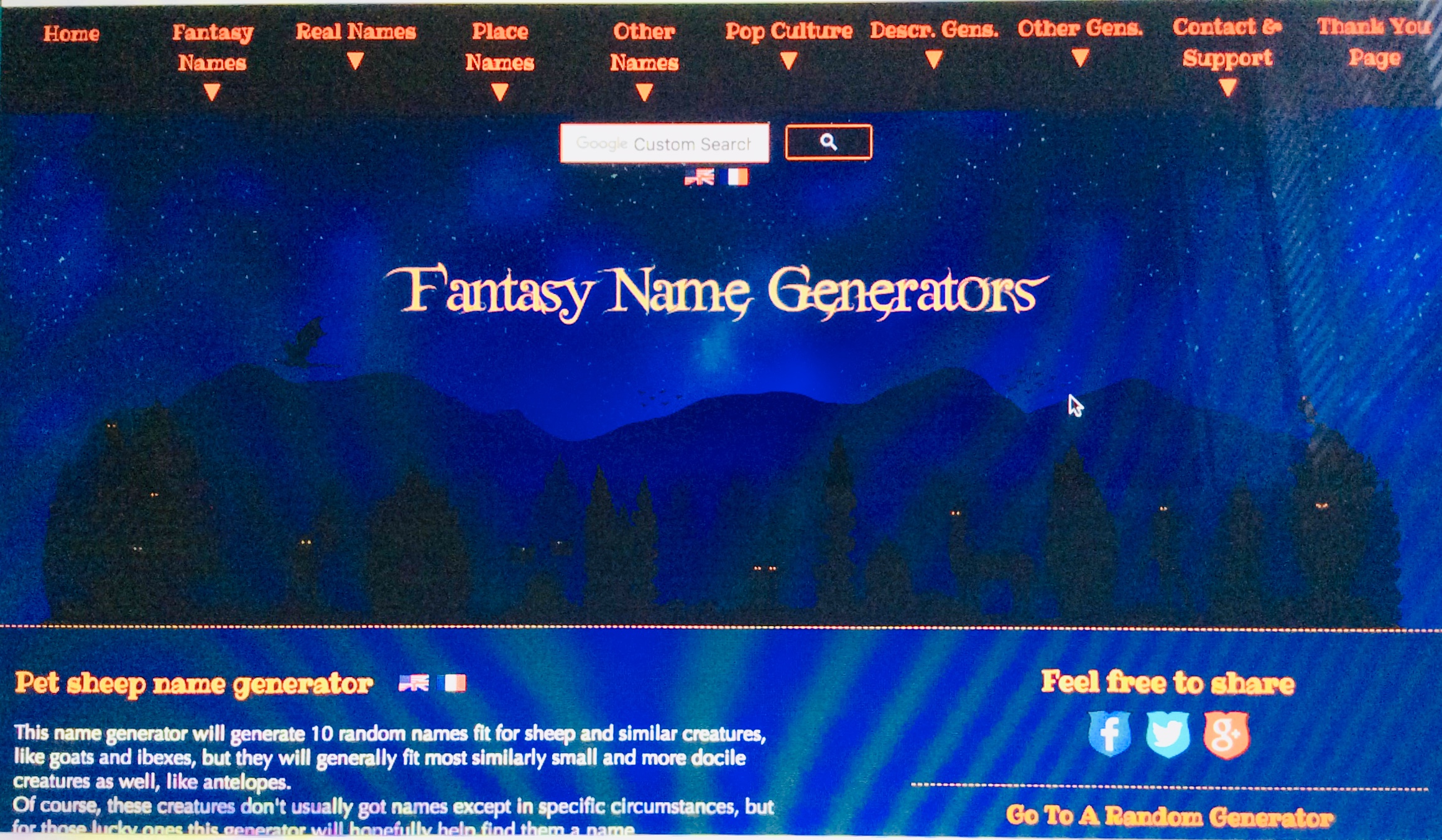Writing – Choosing a character’s name, go to the “Fantasy Name ...